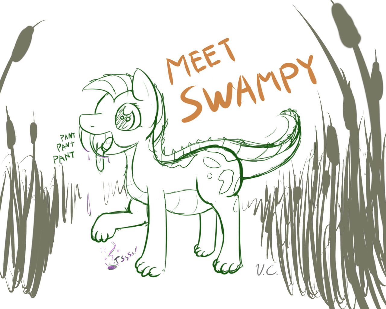 #1851013 - safe, artist:voraciouscutie, oc, oc only, oc:swampy, belly ...