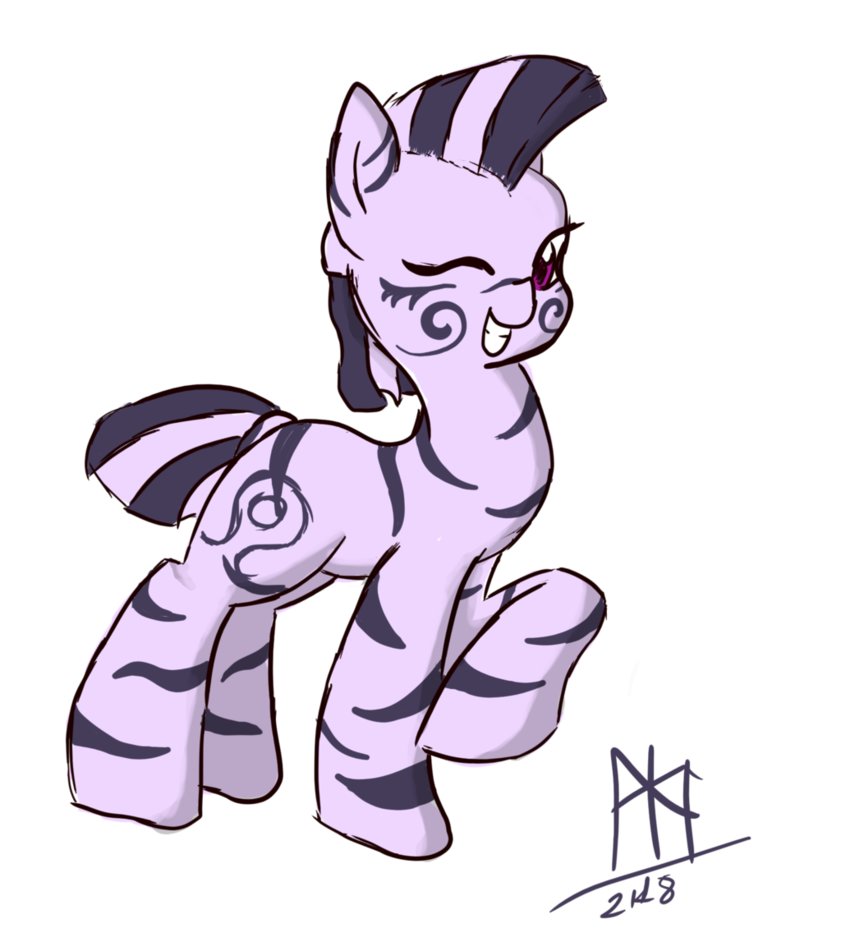 #1884468 - safe, artist:ladycookie, oc, oc:gypsy, zebra, glyph, one eye ...