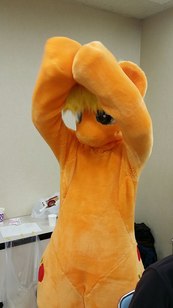 #1873645 - safe, applejack, g4, fursuit, irl, photo, solo focus ...