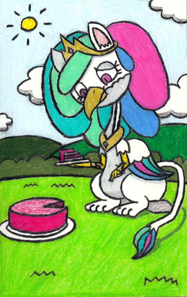 #1887960 - safe, artist:eternaljonathan, princess celestia, griffon, g4 ...