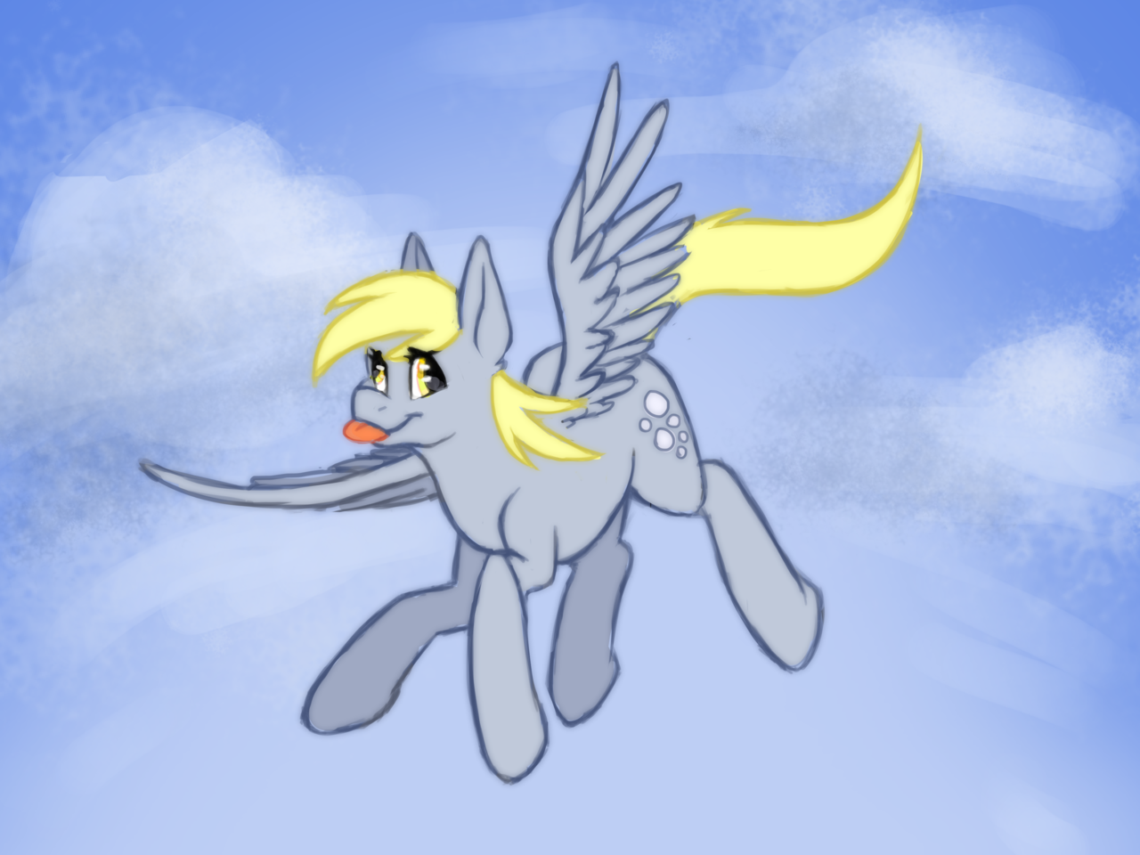 #1890145 - safe, artist:cosmichorse, derpy hooves, pegasus, pony, colored sketch, female, flying ...