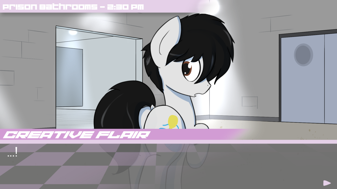 #1909866 - safe, artist:triplesevens, oc, oc only, oc:creative flair, pony, butt, dialogue, fake ...