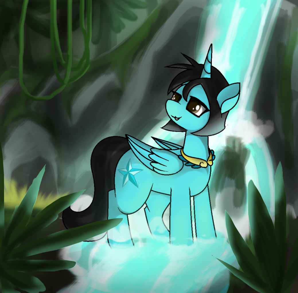 #1915455 - safe, artist:pencil bolt, oc, oc only, alicorn, pony, fantasy, female, waterfall ...