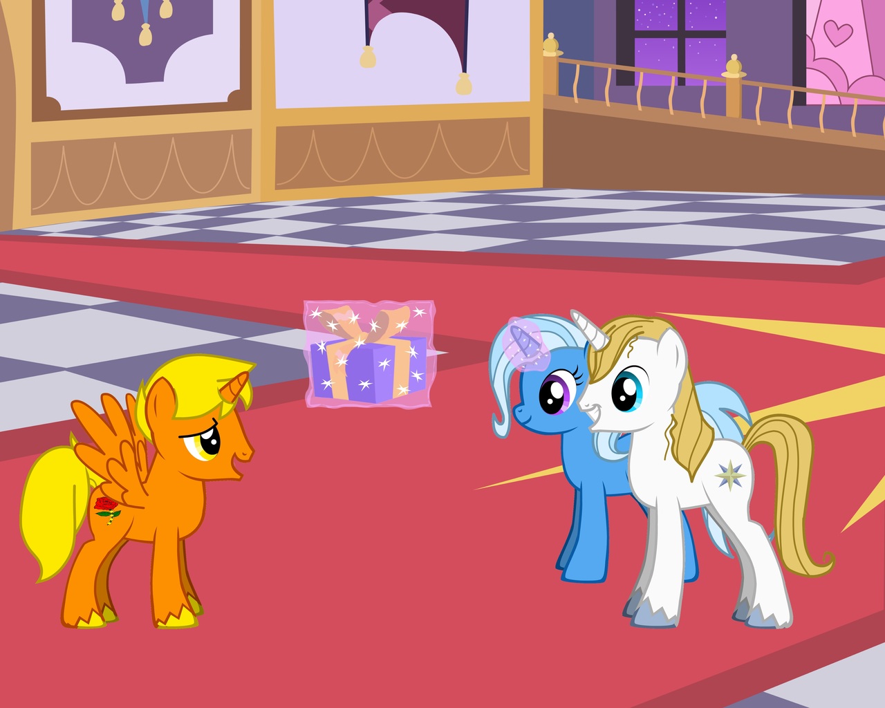 #1918867 - safe, artist:darthwill3, prince blueblood, trixie, oc, oc ...