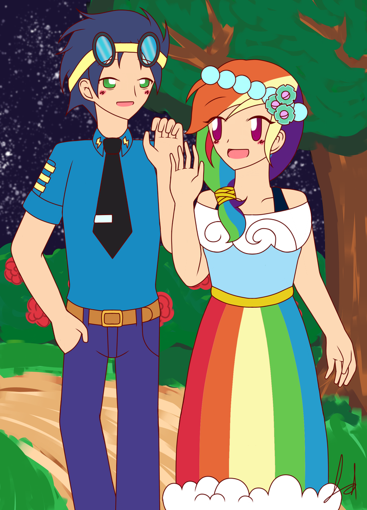 #1919609 - safe, artist:platinum-starz, rainbow dash, soarin', human ...