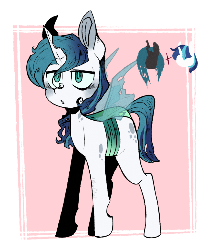 #1901643 - safe, artist:urbanqhoul, oc, oc only, changeling, hybrid, pony, interspecies ...