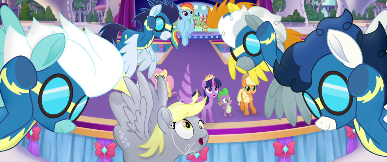 #1659066 - safe, screencap, applejack, blaze, derpy hooves, fleetfoot ...