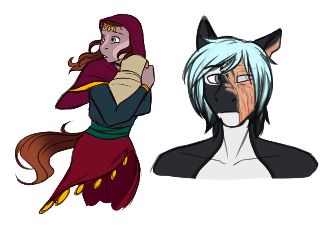 #1661995 - safe, artist:blackblood-queen, oc, oc only, oc:mako, oc:primrose, earth pony, orca ...