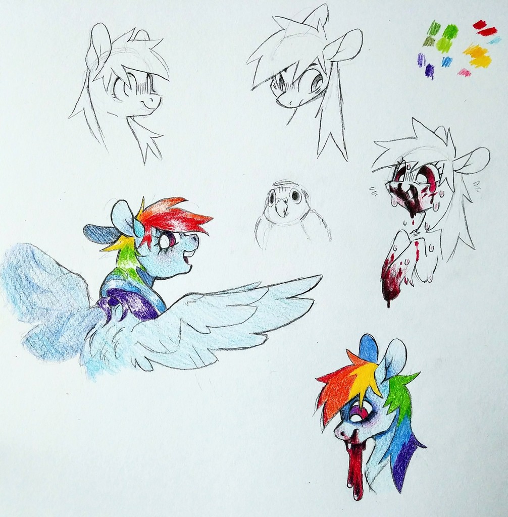 #1663063 - semi-grimdark, artist:xenon, rainbow dash, bird, pegasus ...