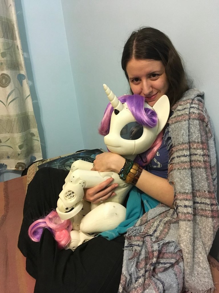 #1665342 - safe, artist:velvetrwings, sweetie belle, human, pony, robot ...