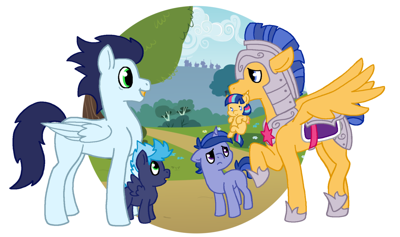 #1647231 - safe, artist:kittentrash, flash sentry, soarin', oc, oc:ink ...