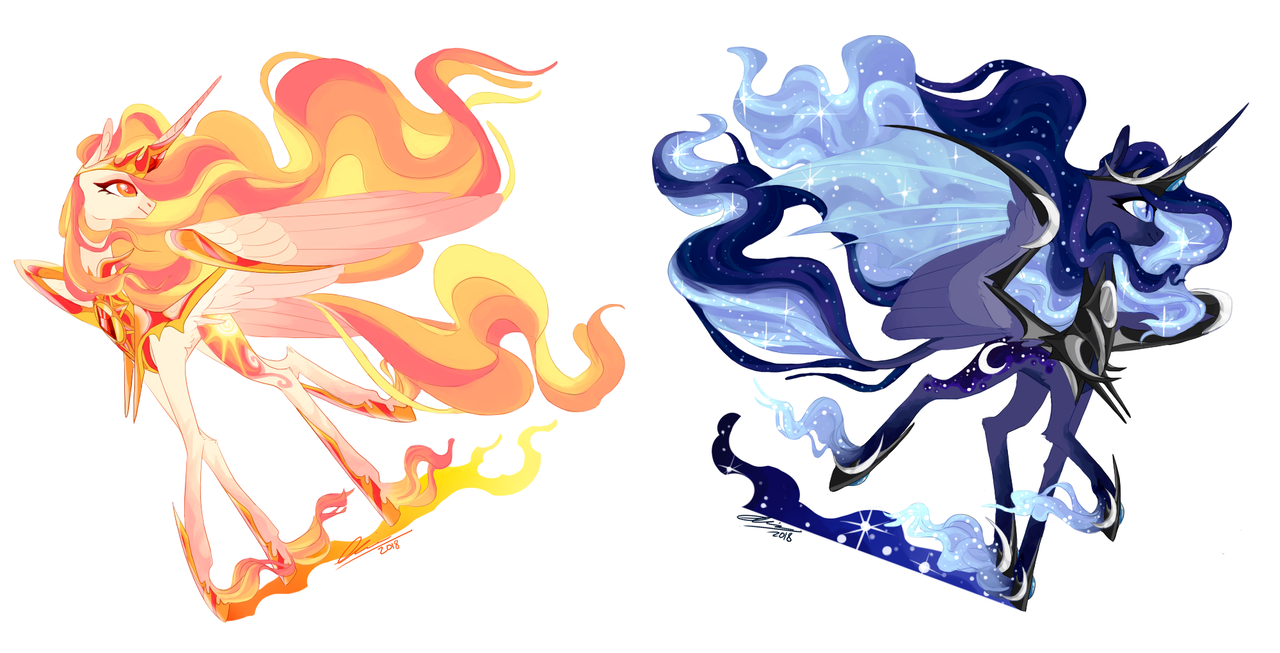 #1675732 - safe, artist:creeate97, princess celestia, princess luna ...