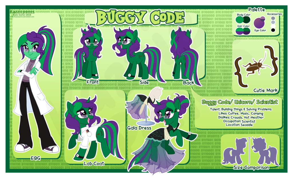 #1680336 - safe, artist:kazziepones, oc, oc only, oc:buggy code, pony ...