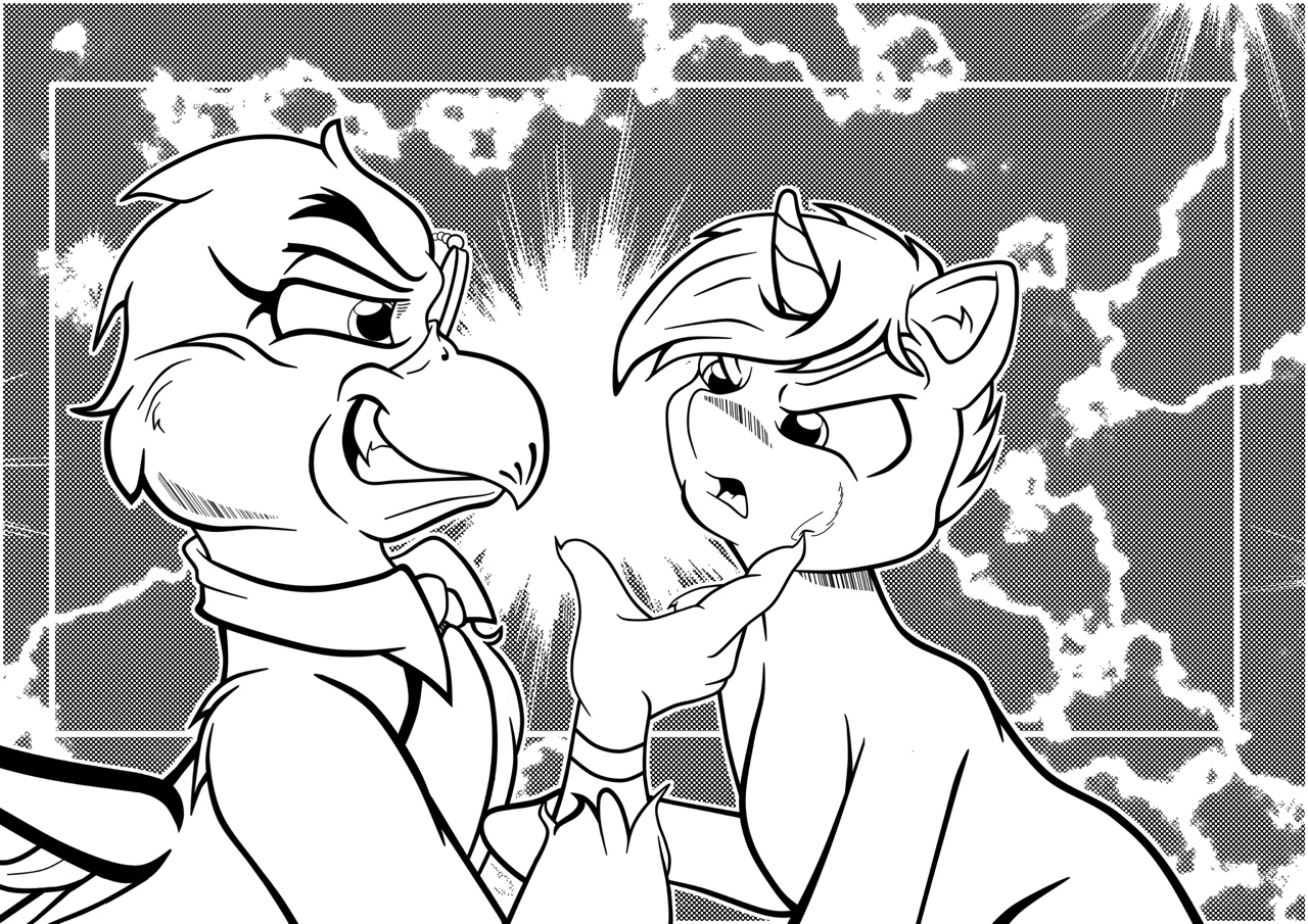 #1670001 - safe, artist:ramiresbr, oc, oc only, griffon, unicorn, black ...