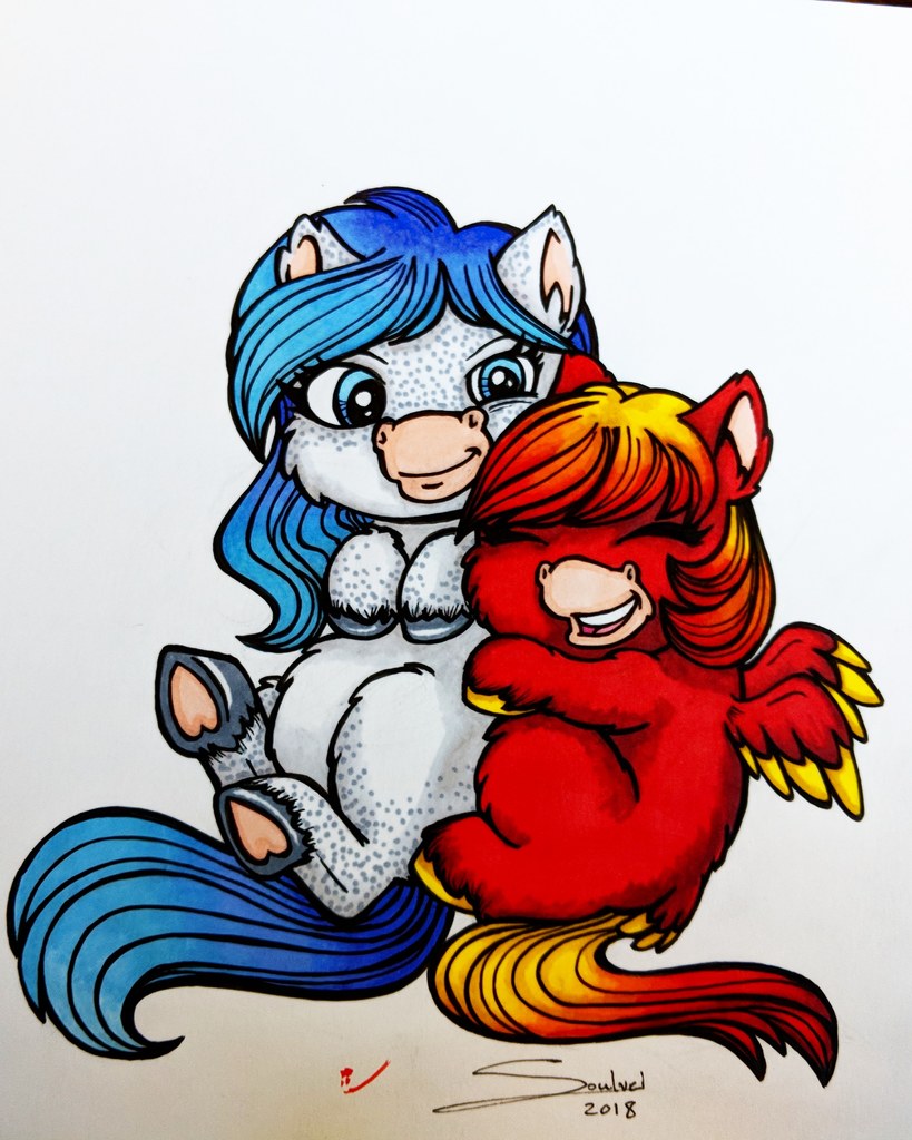 #1686436 - safe, artist:soulvei, fluffy pony, pegasus, pony, hug ...