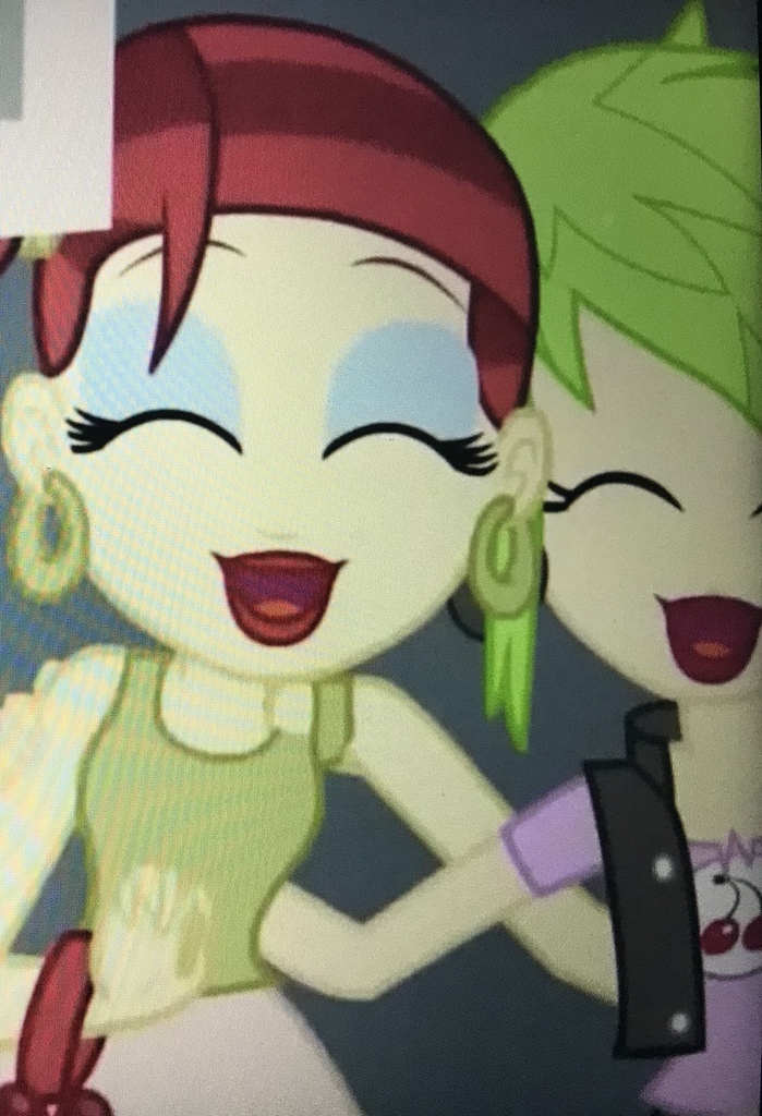 #1686961 - safe, screencap, cherry crash, rose heart, human, equestria ...