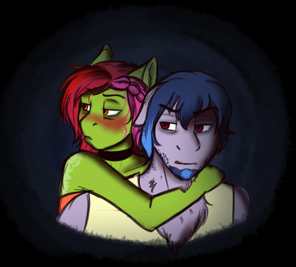 #1689408 - safe, artist:blackblood-queen, oc, oc only, oc:casey bleu, oc:margarite mix, anthro ...