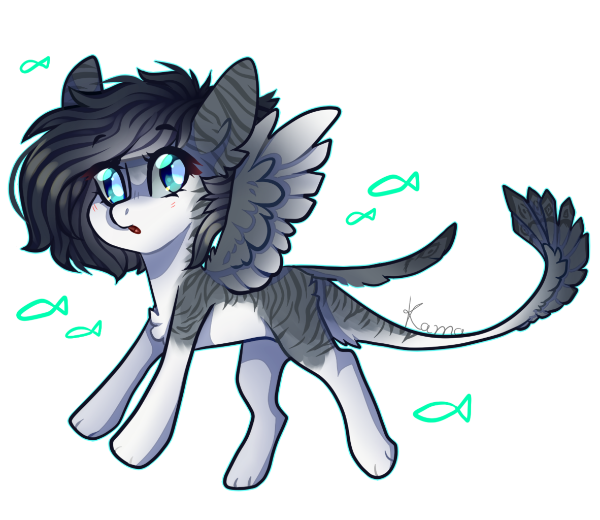 #1689467 - safe, artist:skimea, oc, oc only, oc:monogy, dracony, fish ...