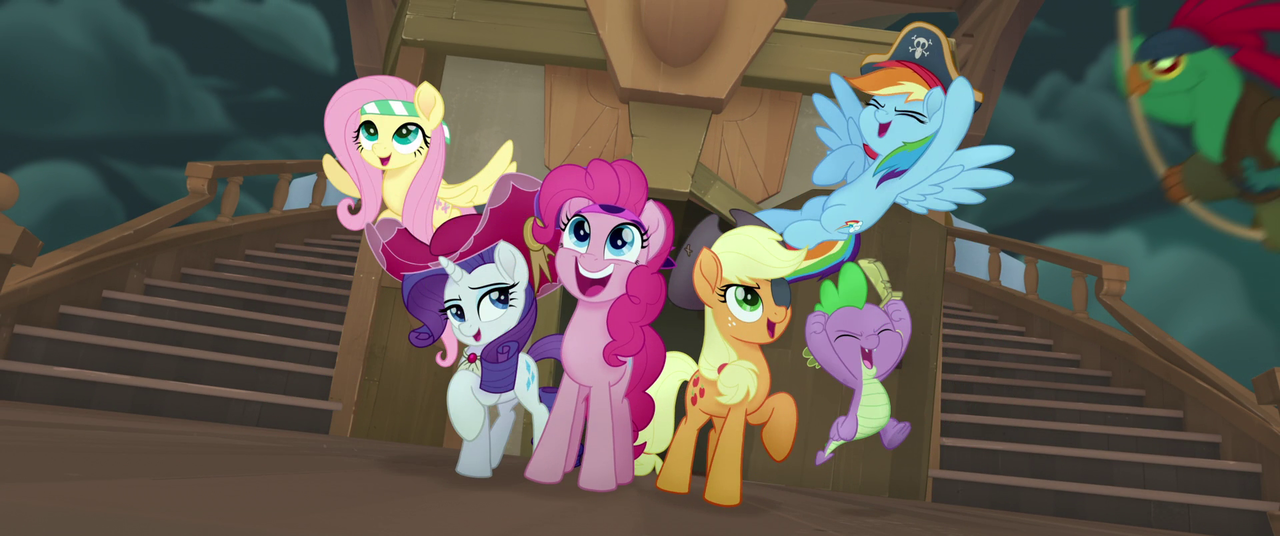 #1692019 - safe, screencap, applejack, fluttershy, mullet (g4), pinkie ...