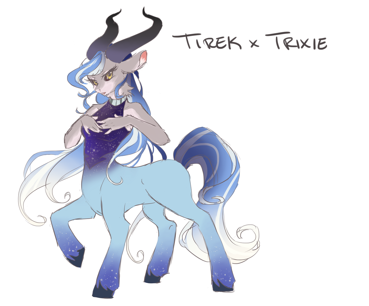 #1692173 - safe, artist:chocori, oc, oc only, centaur, ponytaur, crack ship offspring, female ...