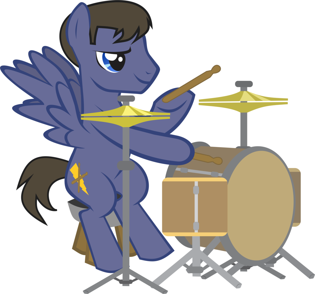 #1670201 - safe, artist:inkandmystery, pony, cymbals, drums, drumsticks ...