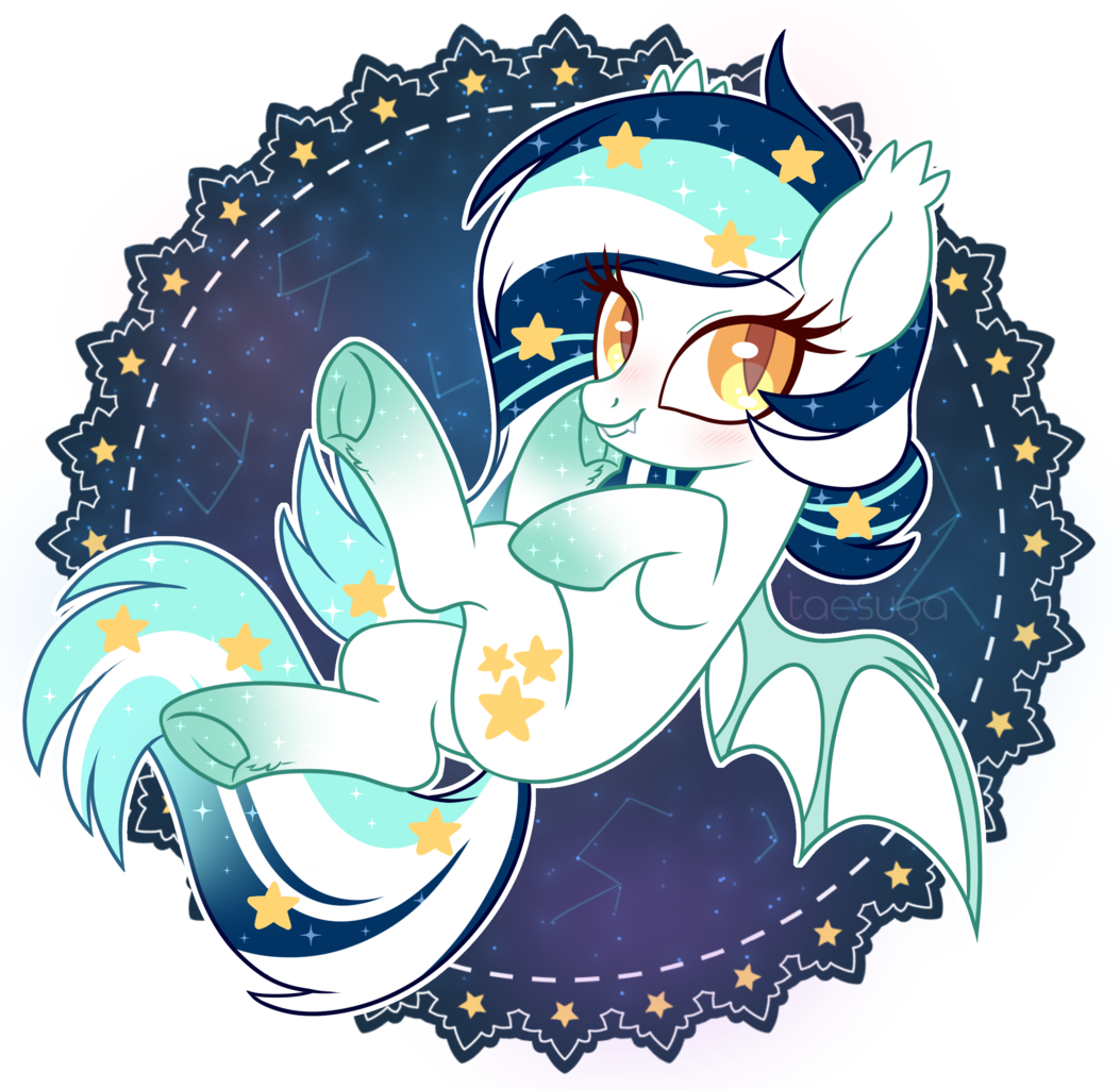 #1708980 - safe, artist:hawthornss, oc, oc only, oc:wistful galaxy, bat ...