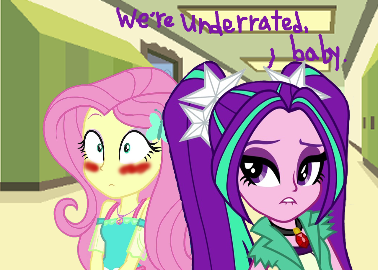 #1710484 - safe, artist:bigpurplemuppet99, aria blaze, fluttershy ...