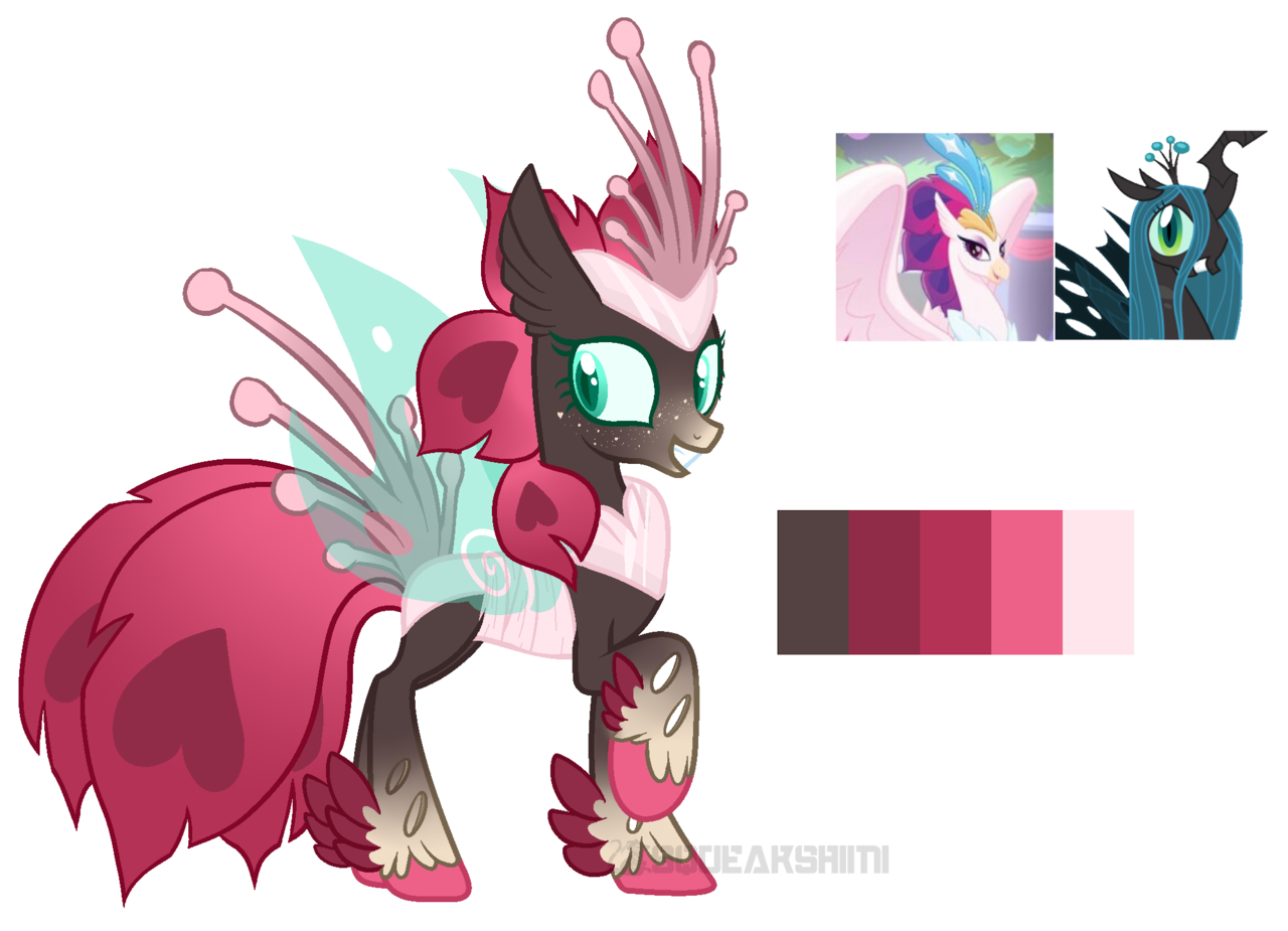 #1697113 - safe, artist:squeakshimi, queen chrysalis, queen novo, oc ...