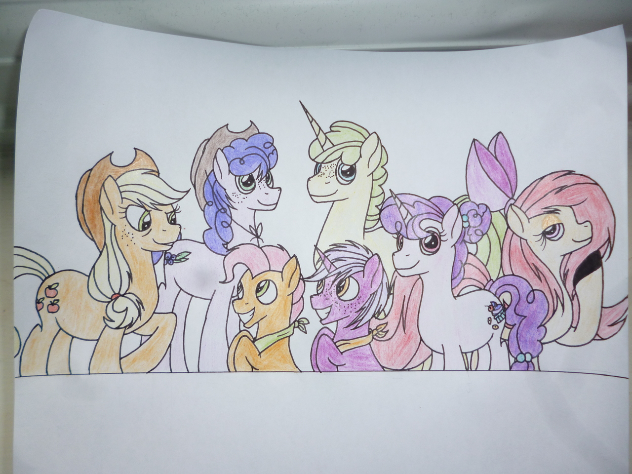 #1716604 - safe, artist:thr3eguess3s, applejack, sugar belle, oc, oc ...