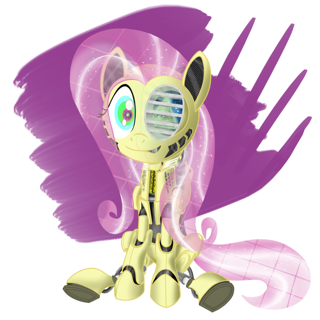 #1719284 - safe, artist:hoofwaffe, fluttershy, pony, robot, robot pony ...