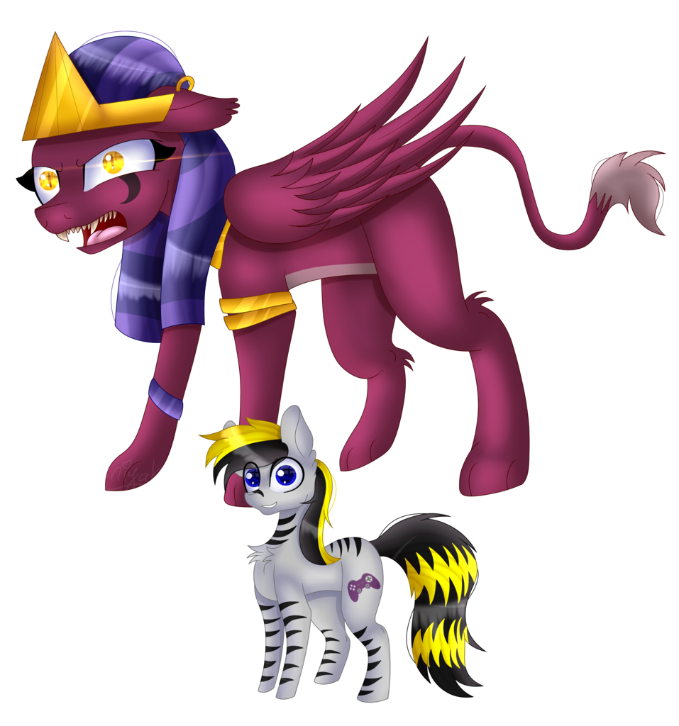 #1721534 - safe, artist:tomboygirl45, the sphinx, oc, oc:sly, hybrid ...