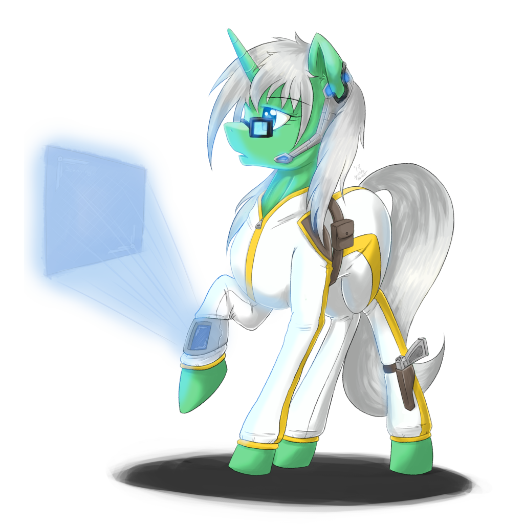 #1731273 - safe, artist:spiritofthwwolf, oc, oc only, pony, unicorn, glasses, gun, holster ...