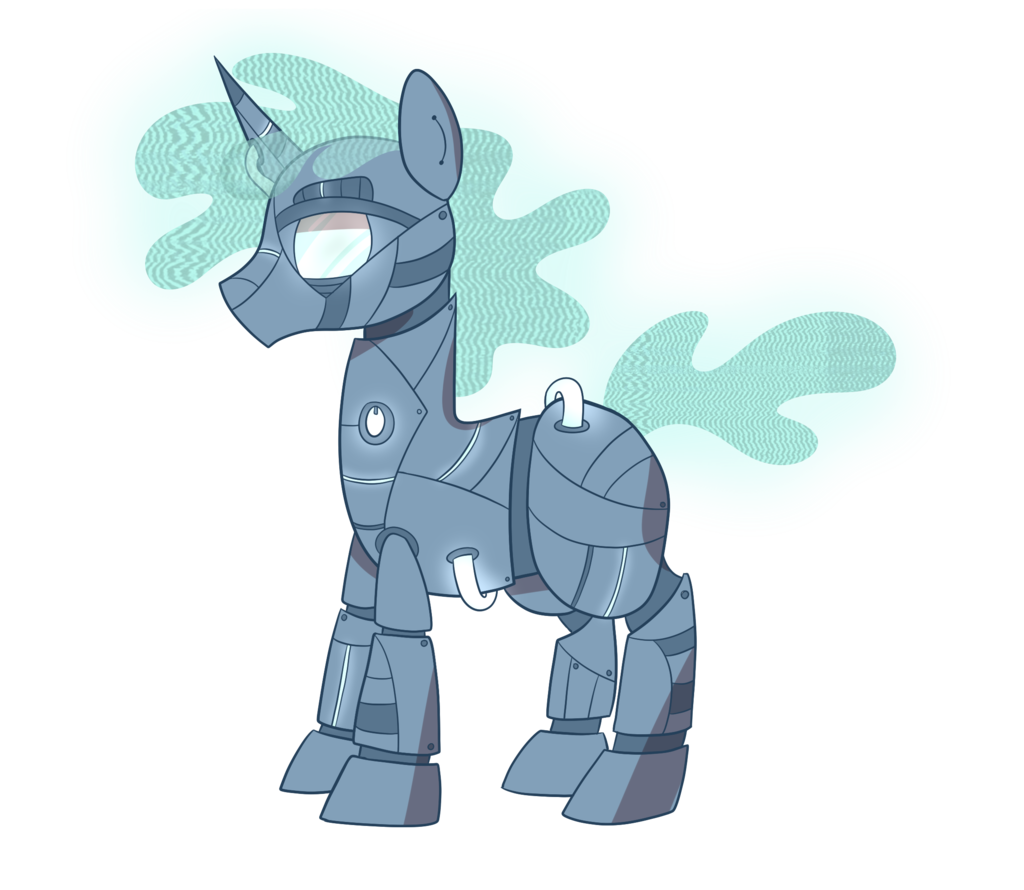 #1734730 - safe, artist:ashidaii, oc, oc only, oc:nebula, pony, robot ...