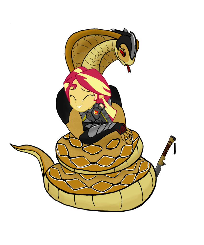 #1738063 - safe, artist:yognaughtsteve, sunset shimmer, oc, oc:angel ...