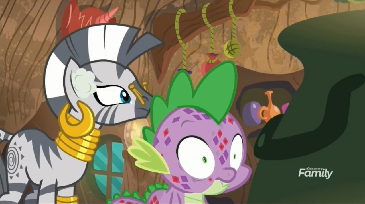 #1741807 - safe, screencap, spike, zecora, dragon, molt down, cauldron ...