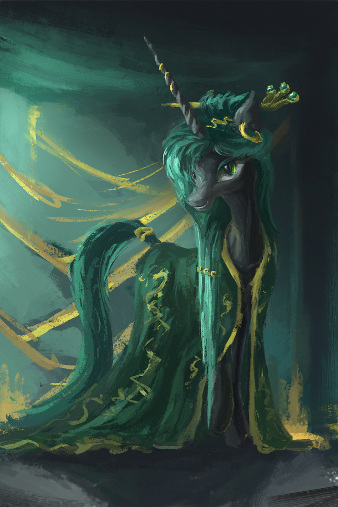 #1744693 - safe, artist:plainoasis, queen chrysalis, changeling ...