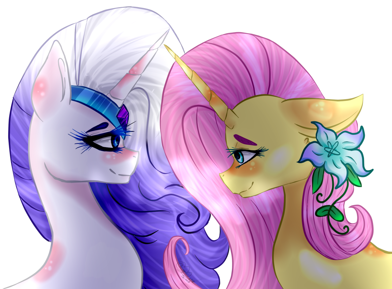 #1724691 - safe, artist:oblakotv, fluttershy, rarity, pony, unicorn ...