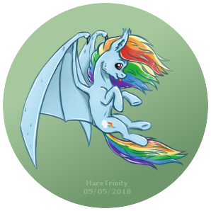 #1724779 - safe, artist:haretrinity, rainbow dash, bat pony, pony, g4 ...