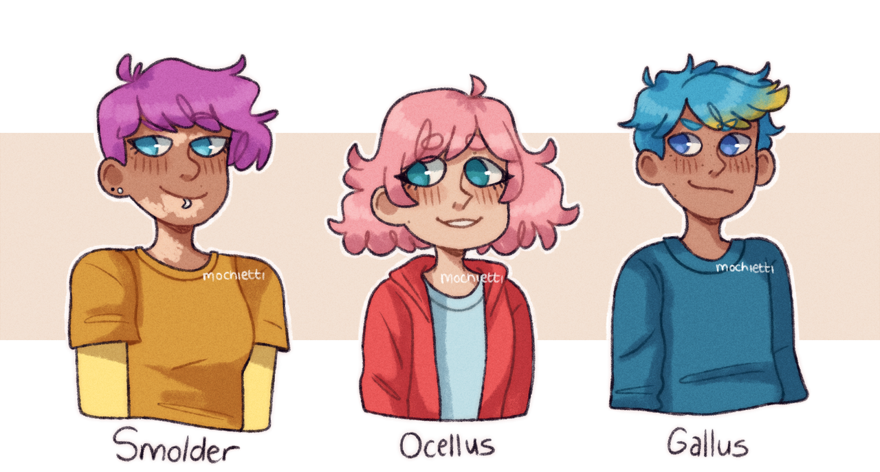 #1727441 - safe, artist:mochietti, gallus, ocellus, smolder, human, g4 ...