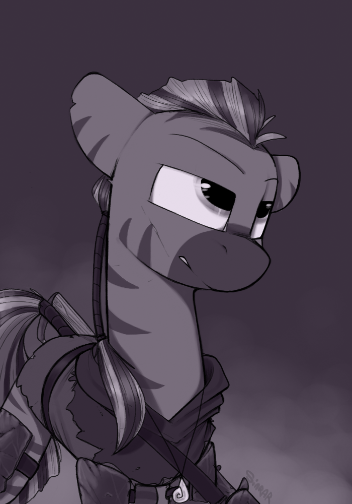 #1756888 - safe, artist:sinrar, oc, oc only, pony, zebra, fallout ...