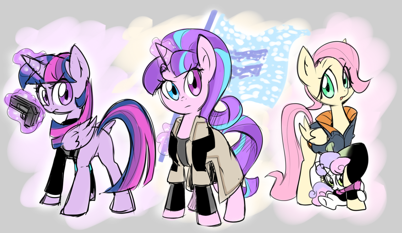 #1766351 - safe, artist:thegreatrouge, fluttershy, starlight glimmer ...