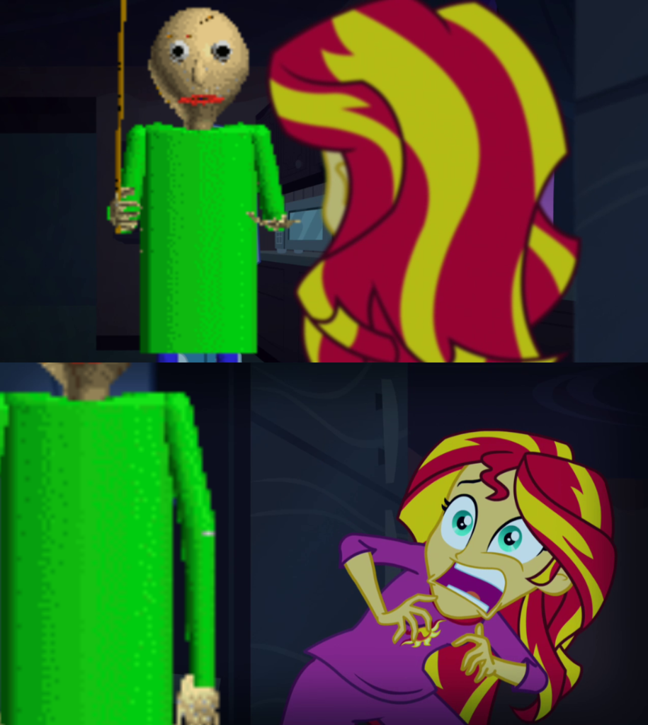 #1767012 - safe, sunset shimmer, equestria girls, g4, baldi, baldi's ...