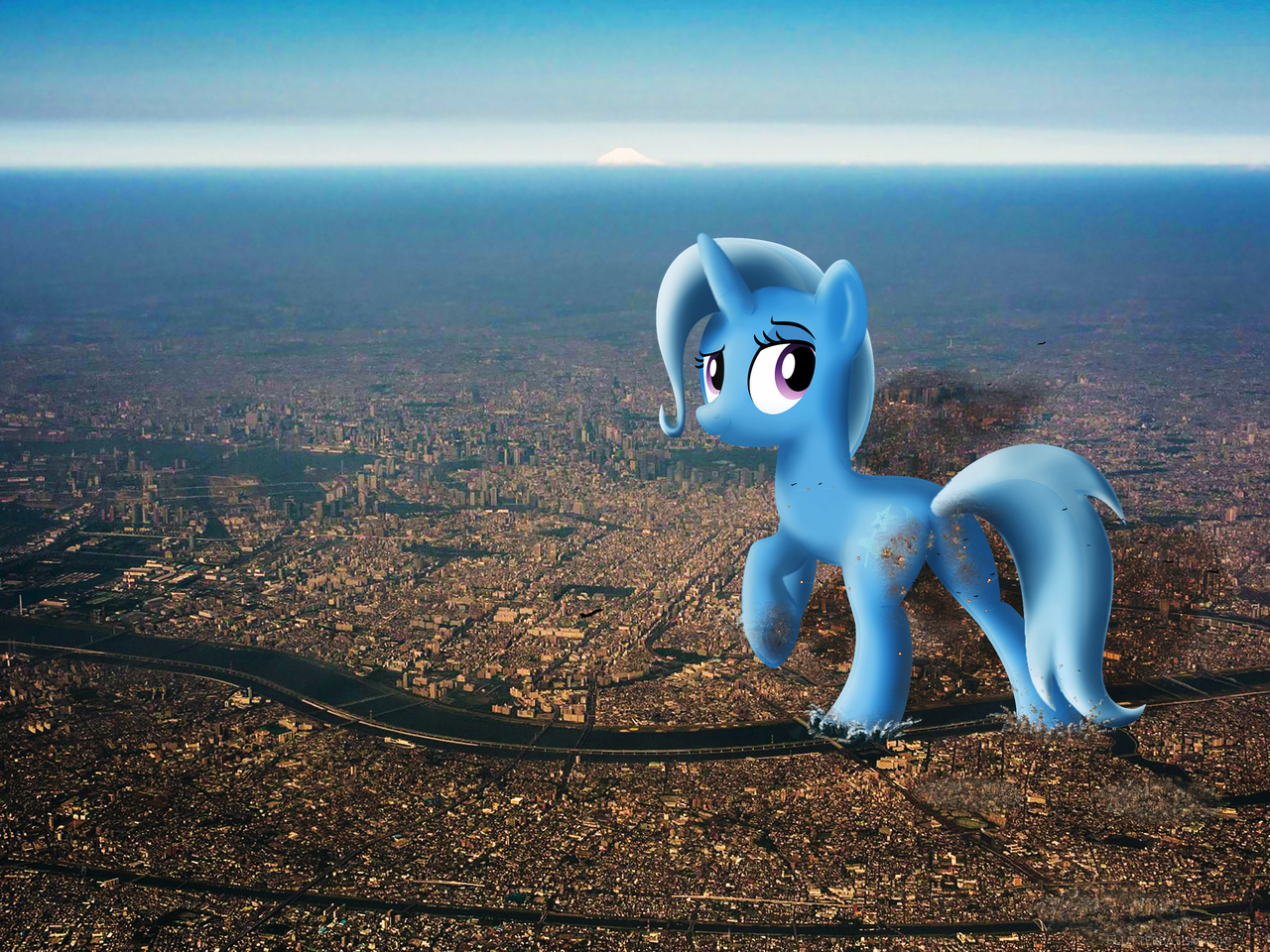 #1768955 - safe, trixie, pony, giant pony, highrise ponies, irl, macro ...