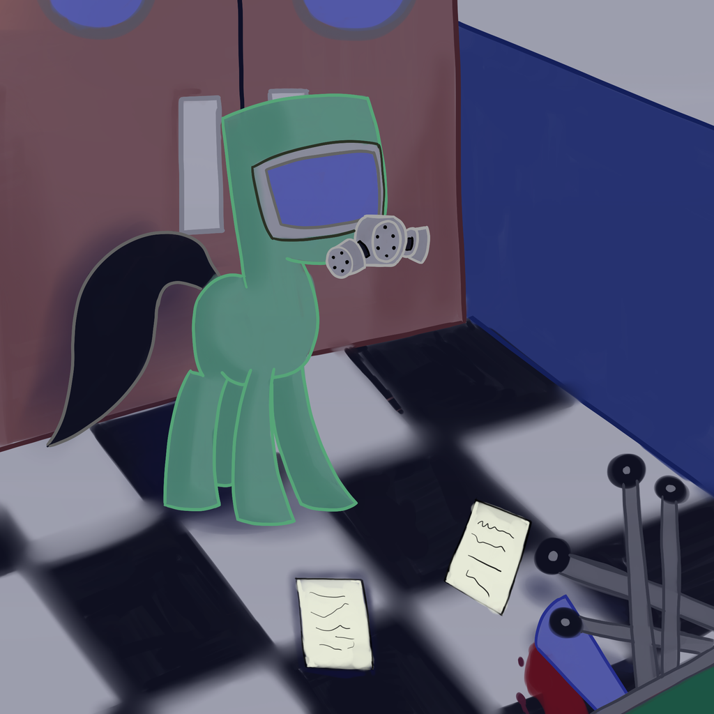 #1769481 - safe, artist:allancarmine, pony, hazmat suit, hospital, solo ...