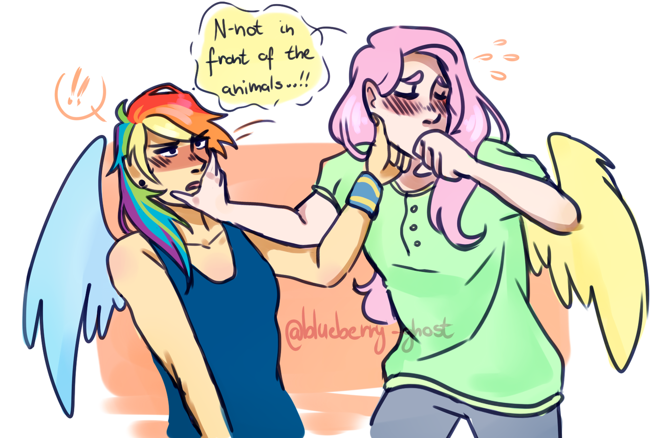 #1779222 - safe, artist:blueberry-ghost, fluttershy, rainbow dash ...