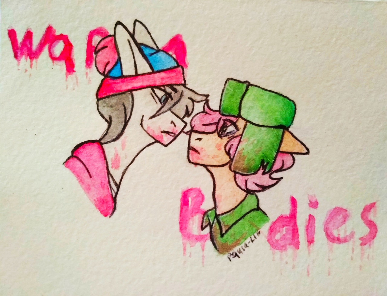 #1780721 - semi-grimdark, artist:paula-li, aquarell, blood, blood ...