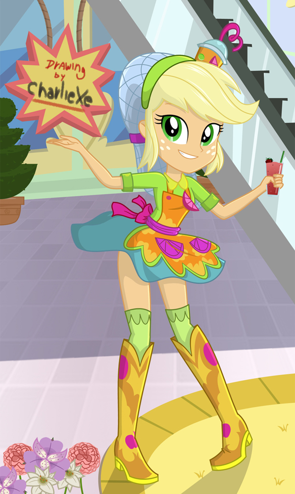 #1783391 - safe, artist:charliexe, applejack, equestria girls, g4, my ...