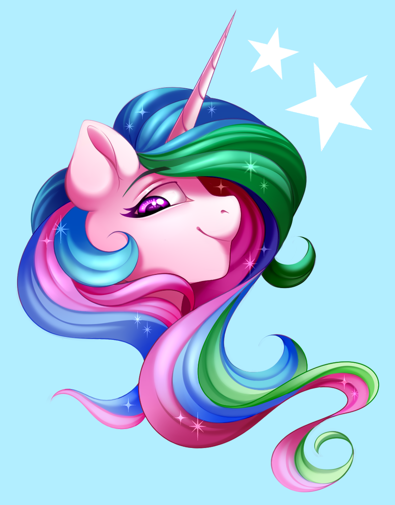 #1788060 - safe, artist:floretle, princess celestia, bust, head only ...