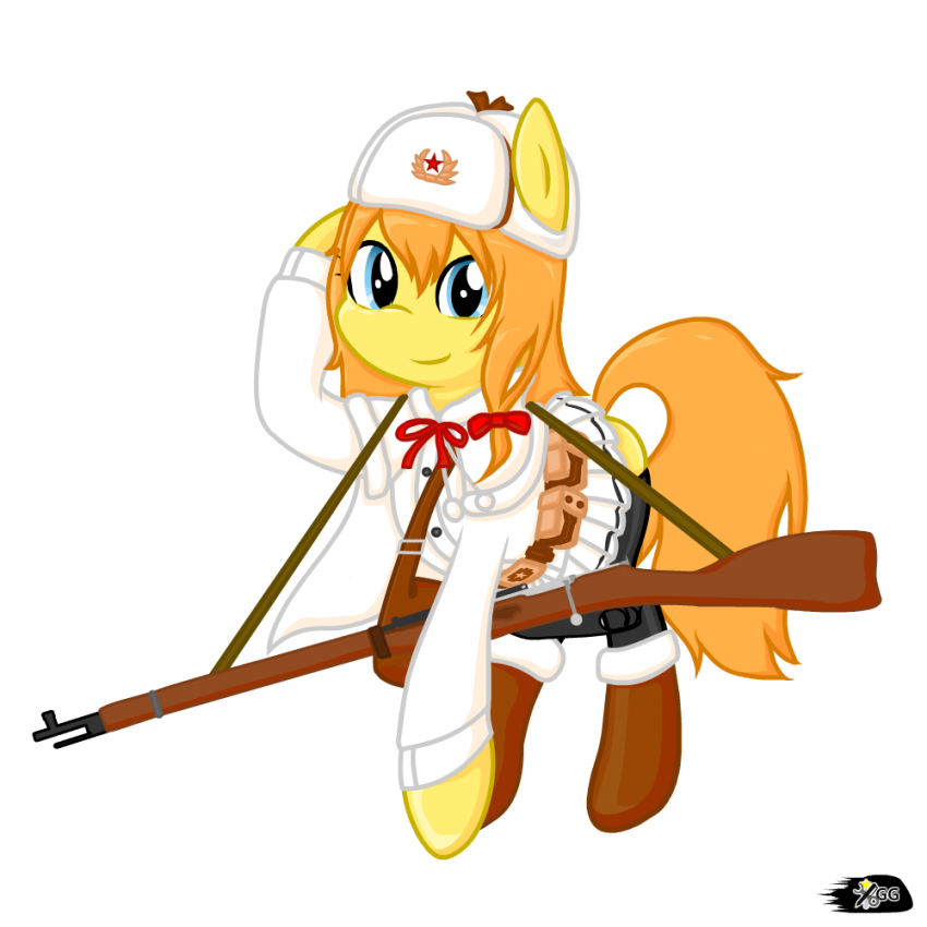 #1791742 - safe, artist:ggumbaramggun, pony, girls' frontline, gun, hat ...