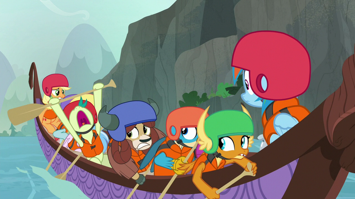 #1775824 - safe, screencap, applejack, gallus, ocellus, rainbow dash ...